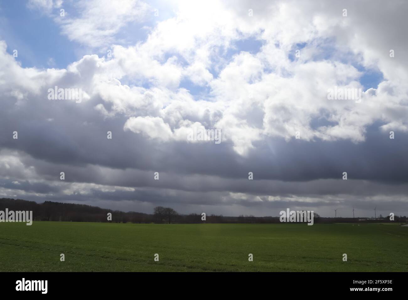 Beautiful clouds in a dark sky over a northern european landscape Stock ...