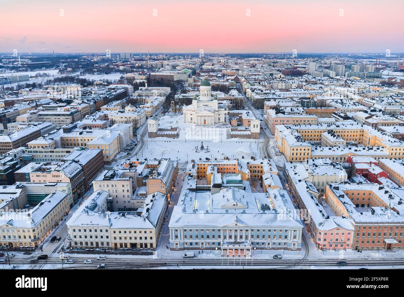 Aerial view of Kruununhaka Central neighborhood of Helsinki, Finland ...