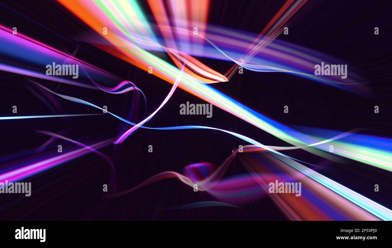 Colorful fiber strings in motion against black background Stock Photo ...