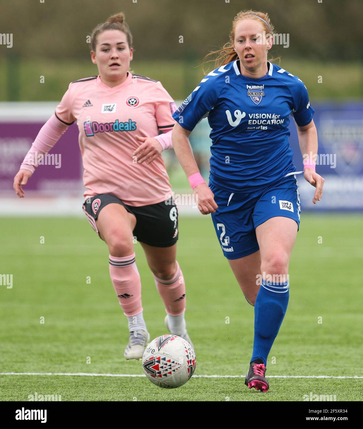 Kathryn Hill (#2 Durham) in action during the FA Women's Championship ...