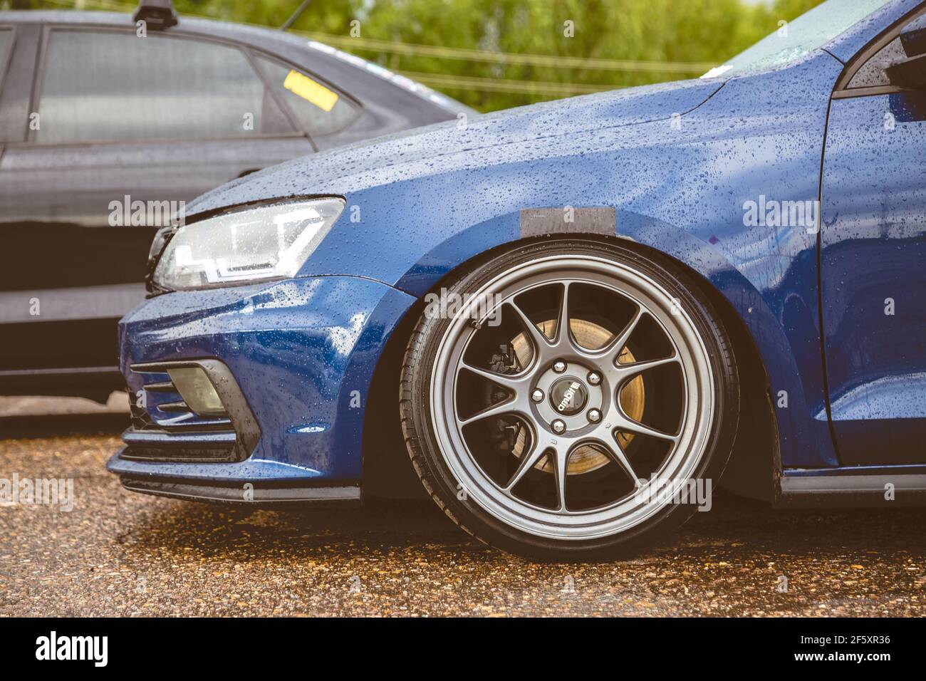 Moscow, Russia - July 06, 2019: Blue Volkswagen Jetta stands in the ...