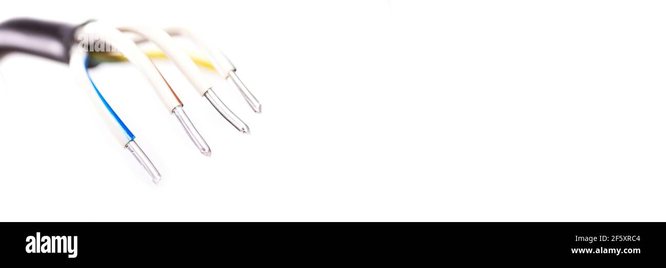 Electric cable without insulation isolated on white background with ...