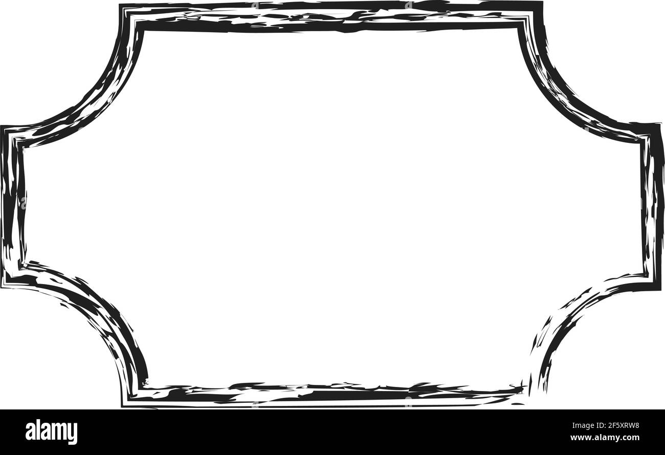 Grungy rectangular frame, border, plaque outline — Stock illustration ...
