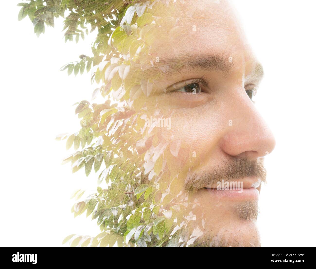 A man's portrait closeup double exposure Stock Photo - Alamy
