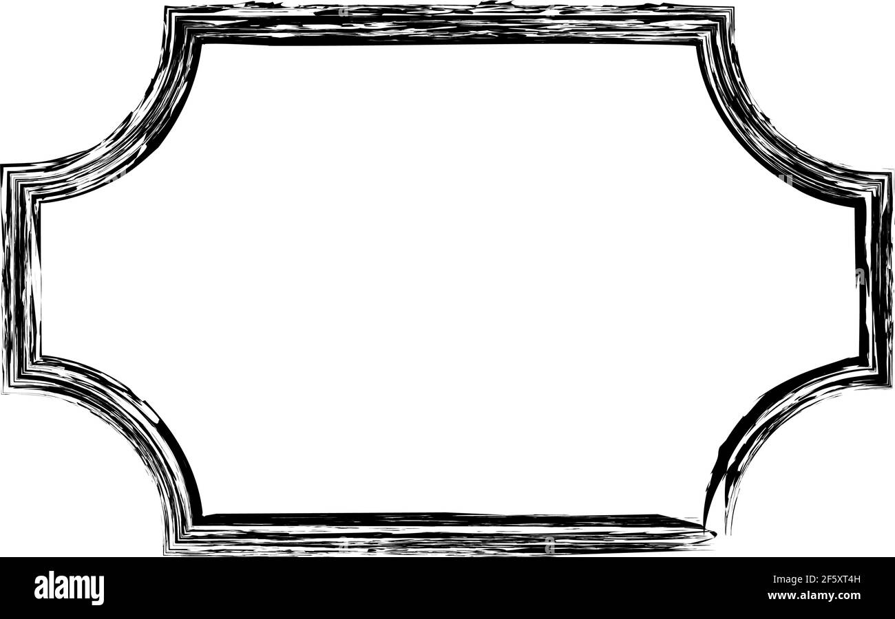 Grungy rectangular frame, border, plaque outline — Stock illustration ...