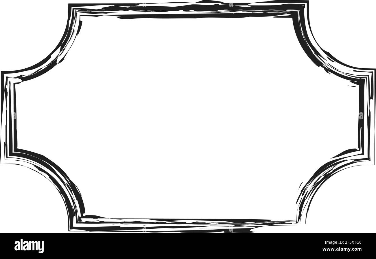 Grungy rectangular frame, border, plaque outline — Stock illustration ...