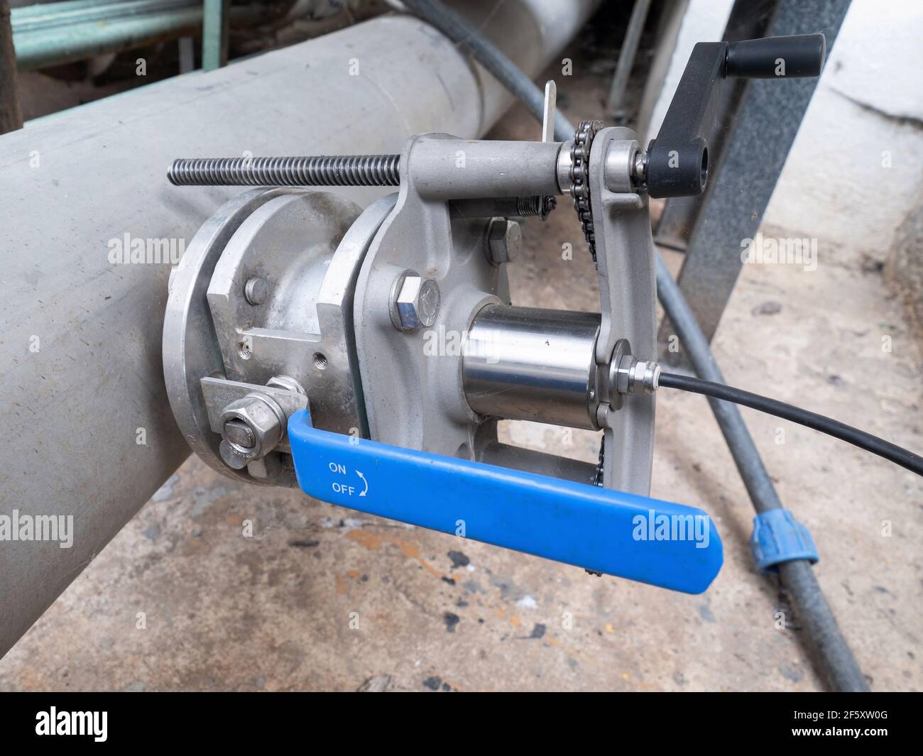 Open ball valve with remote control and data cable for flow meter ...