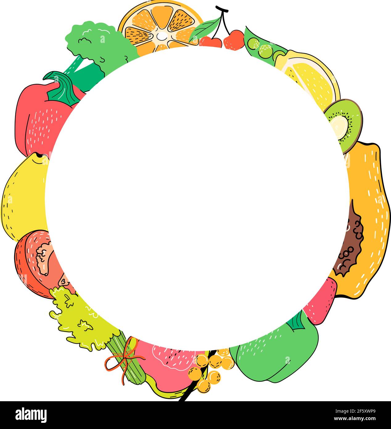 Fruits in a round frame. hand drawn vector Stock Vector Image & Art - Alamy