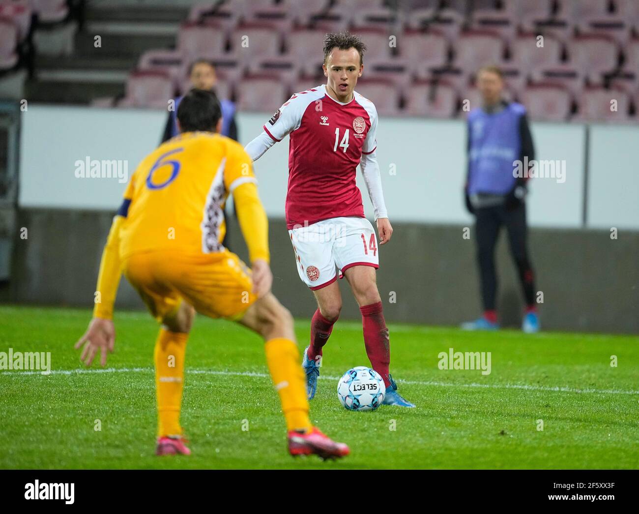 MCH Arena, Herning, Denmark. 28th Mar, 2021. Mikkel Damsgaard of ...