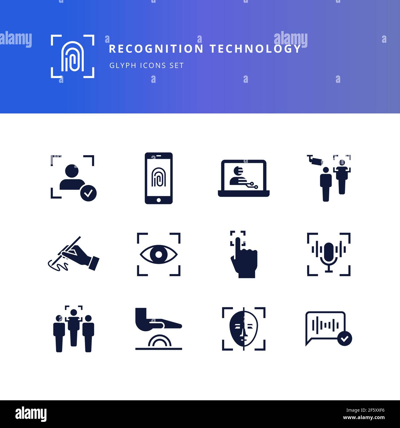 Biometric icon set in hi-res stock photography and images - Alamy