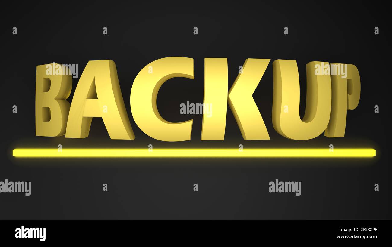 BACKUP yellow write on black background with underlying yellow led ...