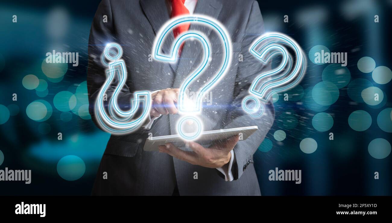 Man thinking question marks hi-res stock photography and images - Alamy