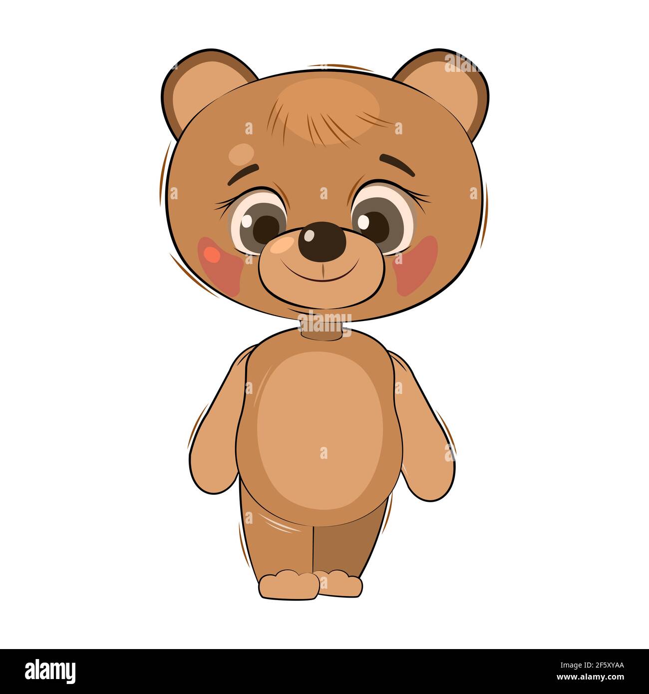 Little cub bear. Teddy. Isolated object on a white background. Cheerful ...