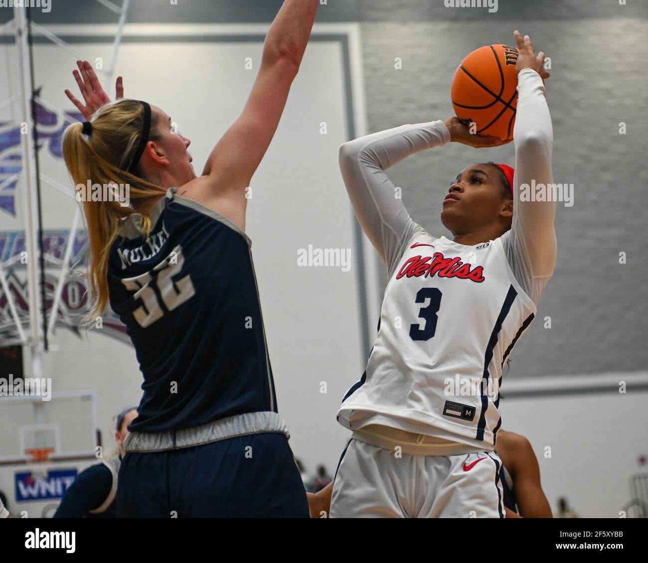 Memphis, TN, USA. 28th Mar, 2021. Ole' Miss guard, Donnetta Johnson (3 ...