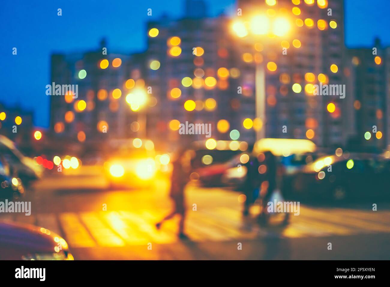 Pedestrian Crossing Defocused Blue Boke Bokeh Urban City Background ...