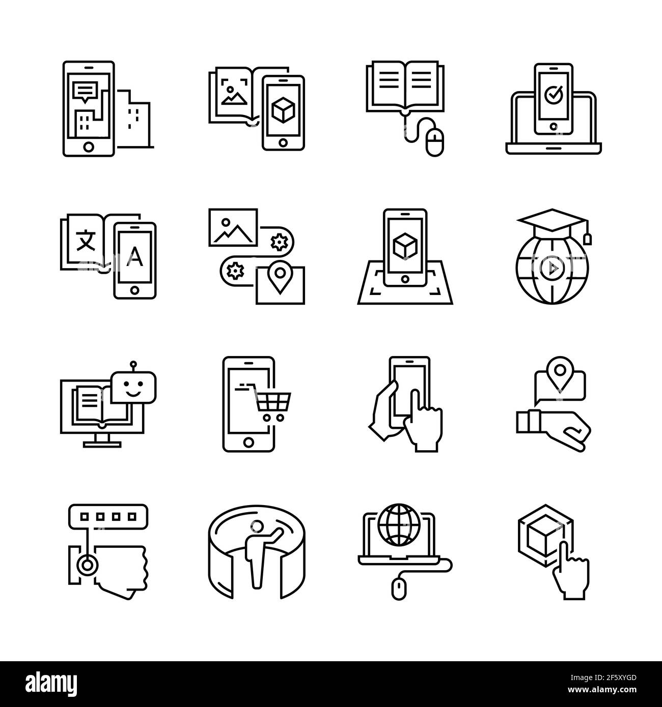 Smart technologies icons line hi-res stock photography and images - Alamy