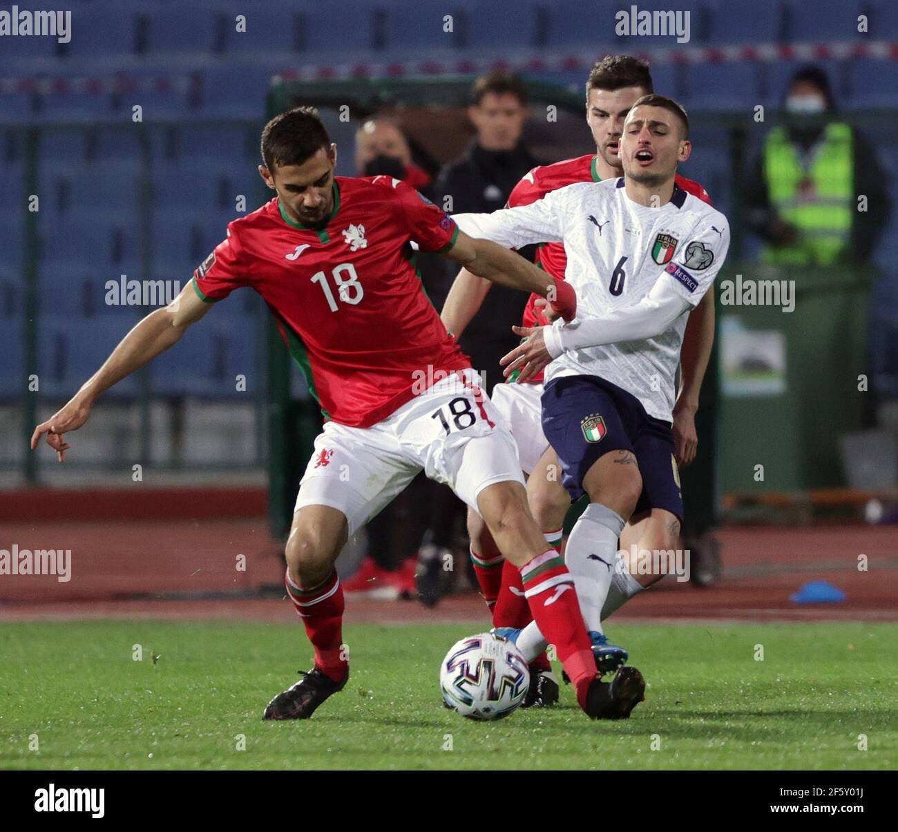 Sofia, Bulgaria - 27 March, 2021: Bulgaria's Ivaylo Chochev (L) in ...