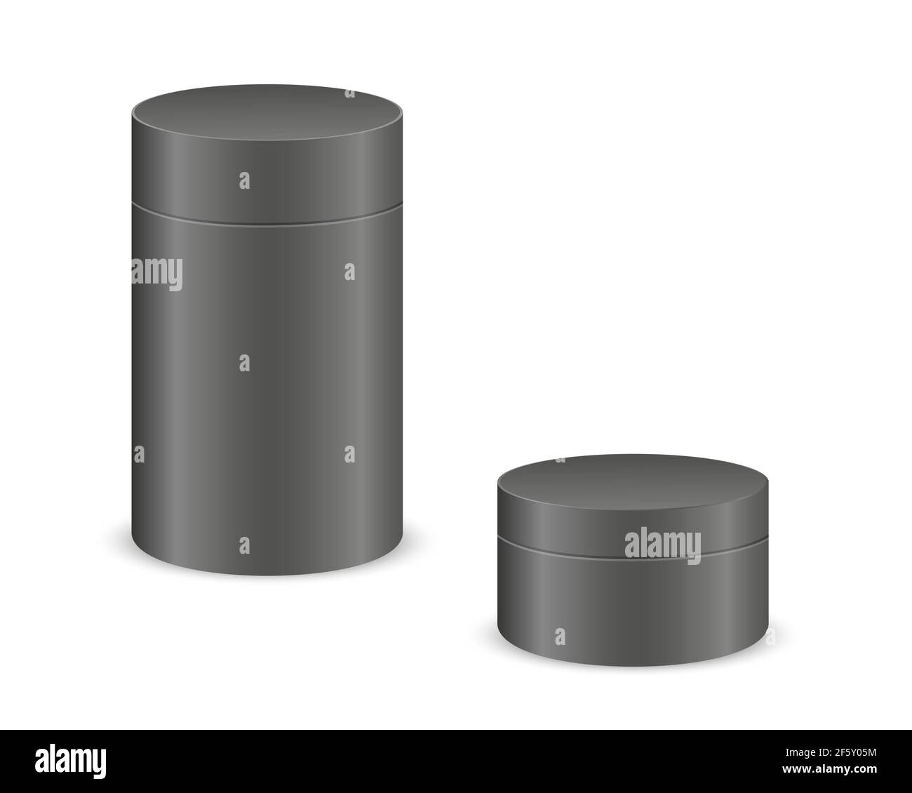 Black cylinder boxes mockup isolated on white background. Tube ...