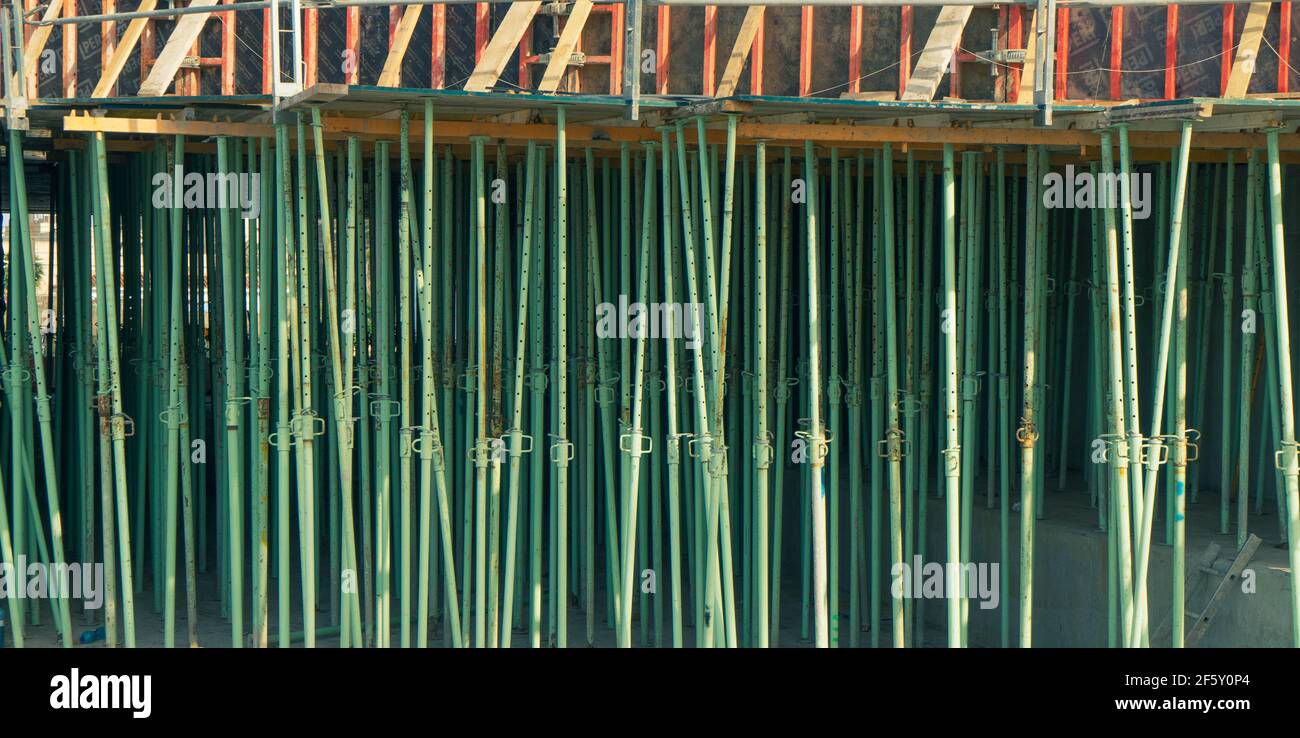 support elements in the construction of a bridge under the highway ...