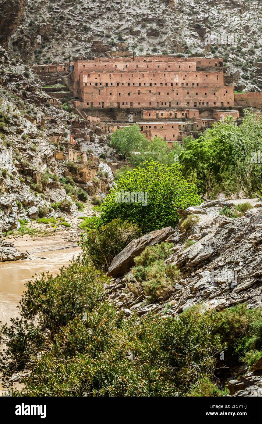 Abandoned mines village of Aouli near Midelt in Morocco, 2015 Stock ...