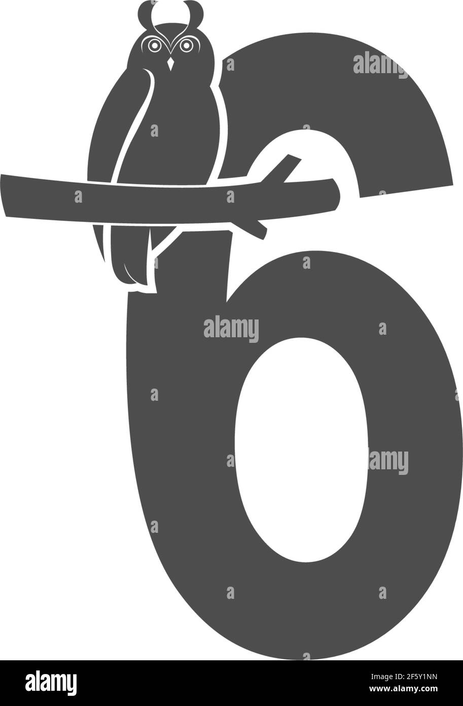 Number 6 logo icon with owl icon design vector illustration Stock ...