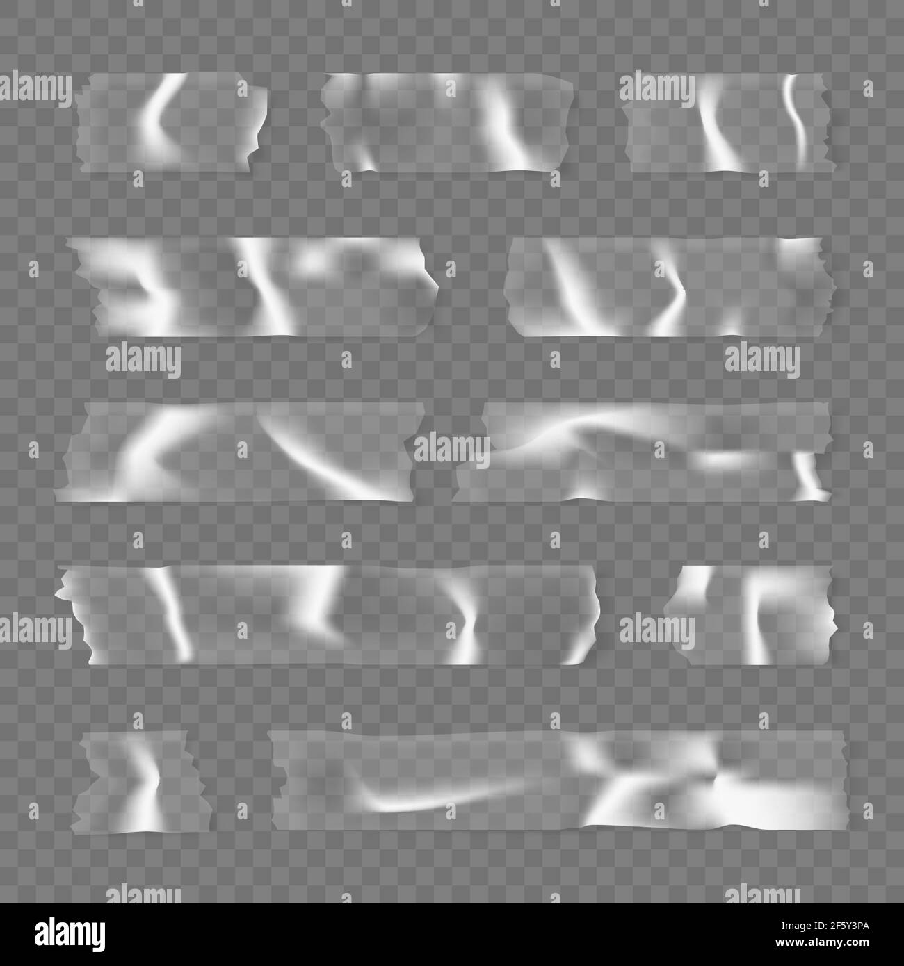 Realistic transparent adhesive tape. Sticky plastic strips collection ...