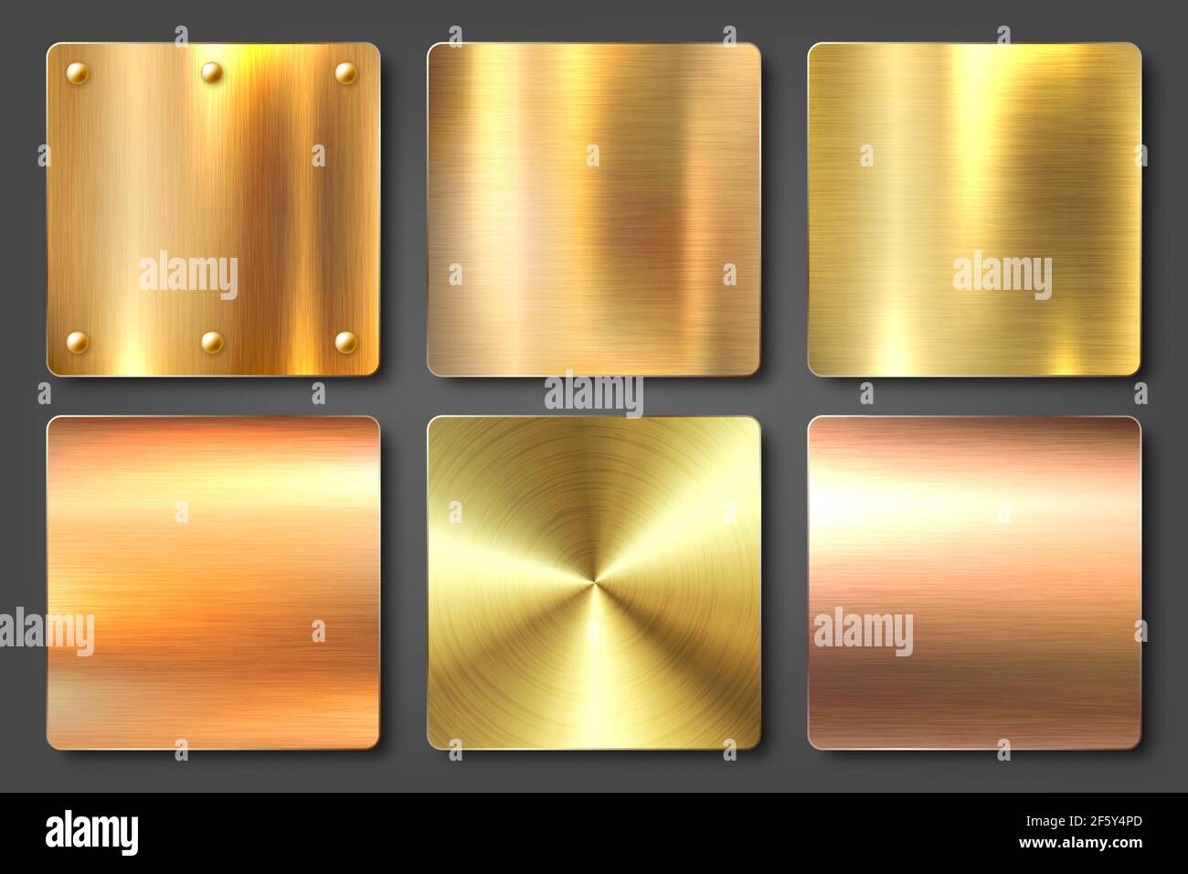 Realistic brushed metal textures set. Polished stainless steel ...