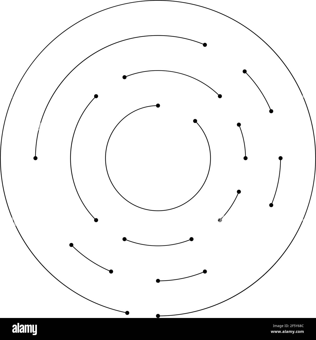 Segmented circular, concentric circle element with nodes — Stock vector ...