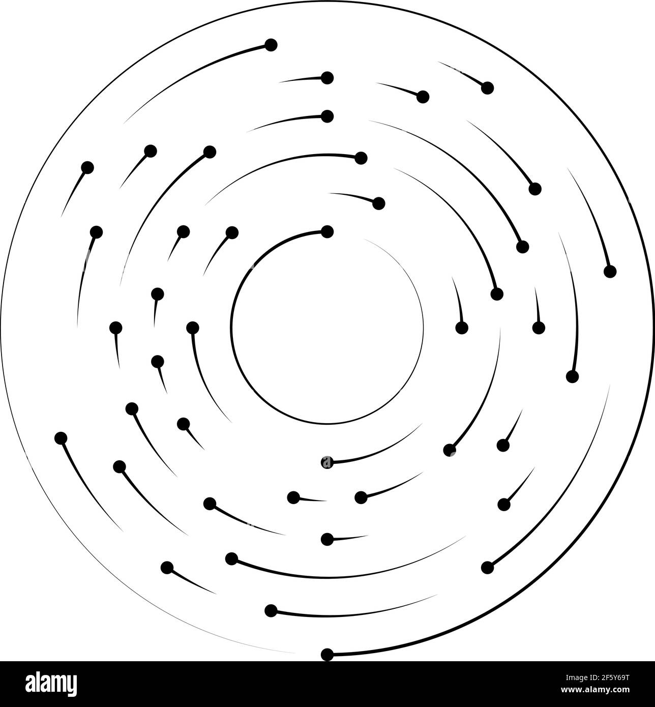 Segmented Circular Concentric Circle Element With Nodes — Stock Vector
