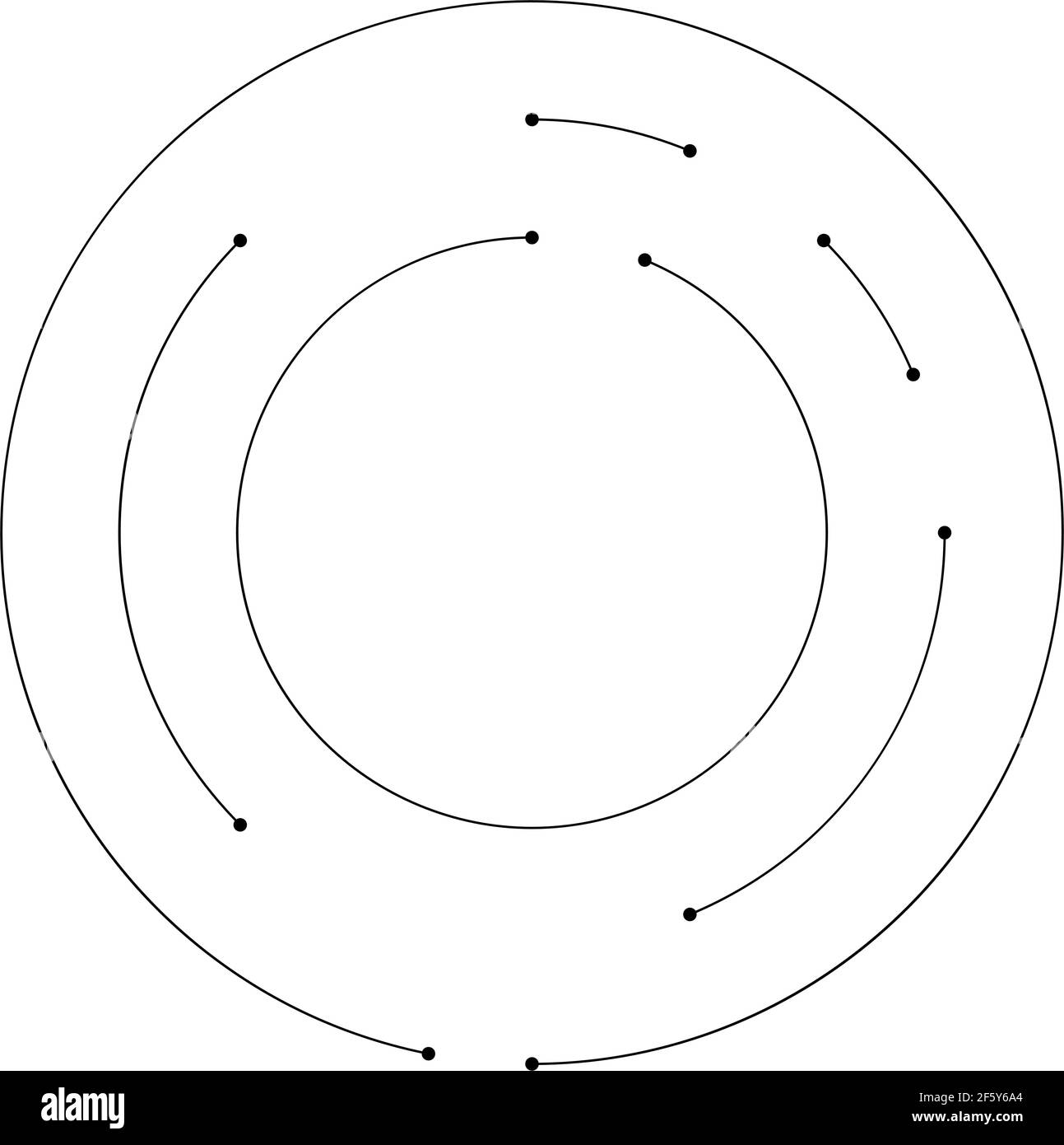 Segmented circular, concentric circle element with nodes — Stock vector illustration, Clip art ...