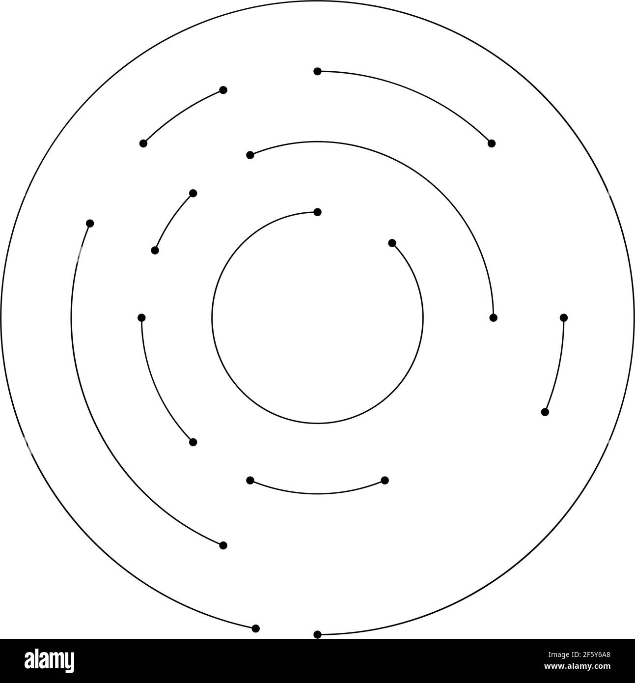 Segmented circular, concentric circle element with nodes — Stock vector ...