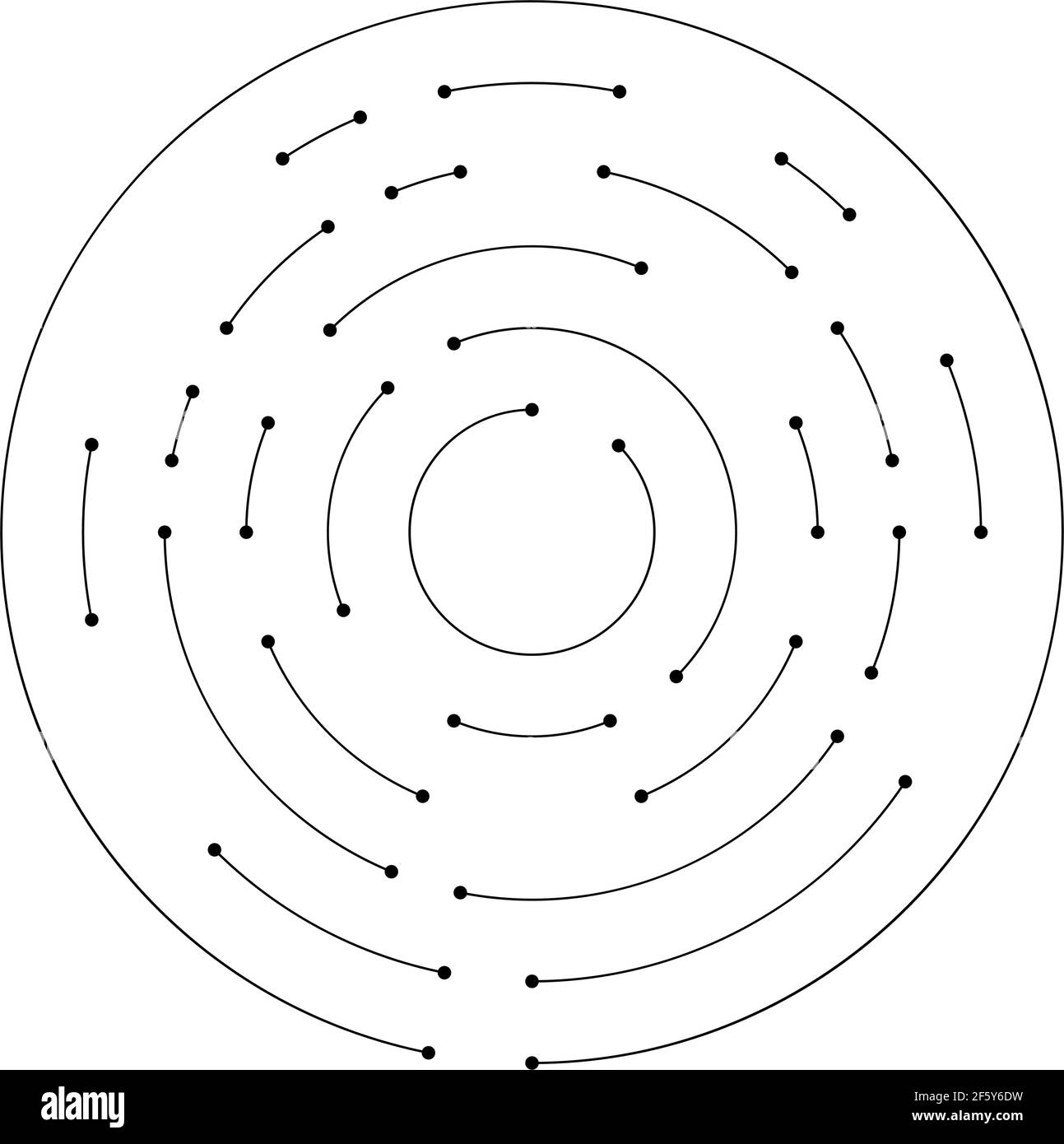 Segmented circular, concentric circle element with nodes — Stock vector illustration, Clip art ...