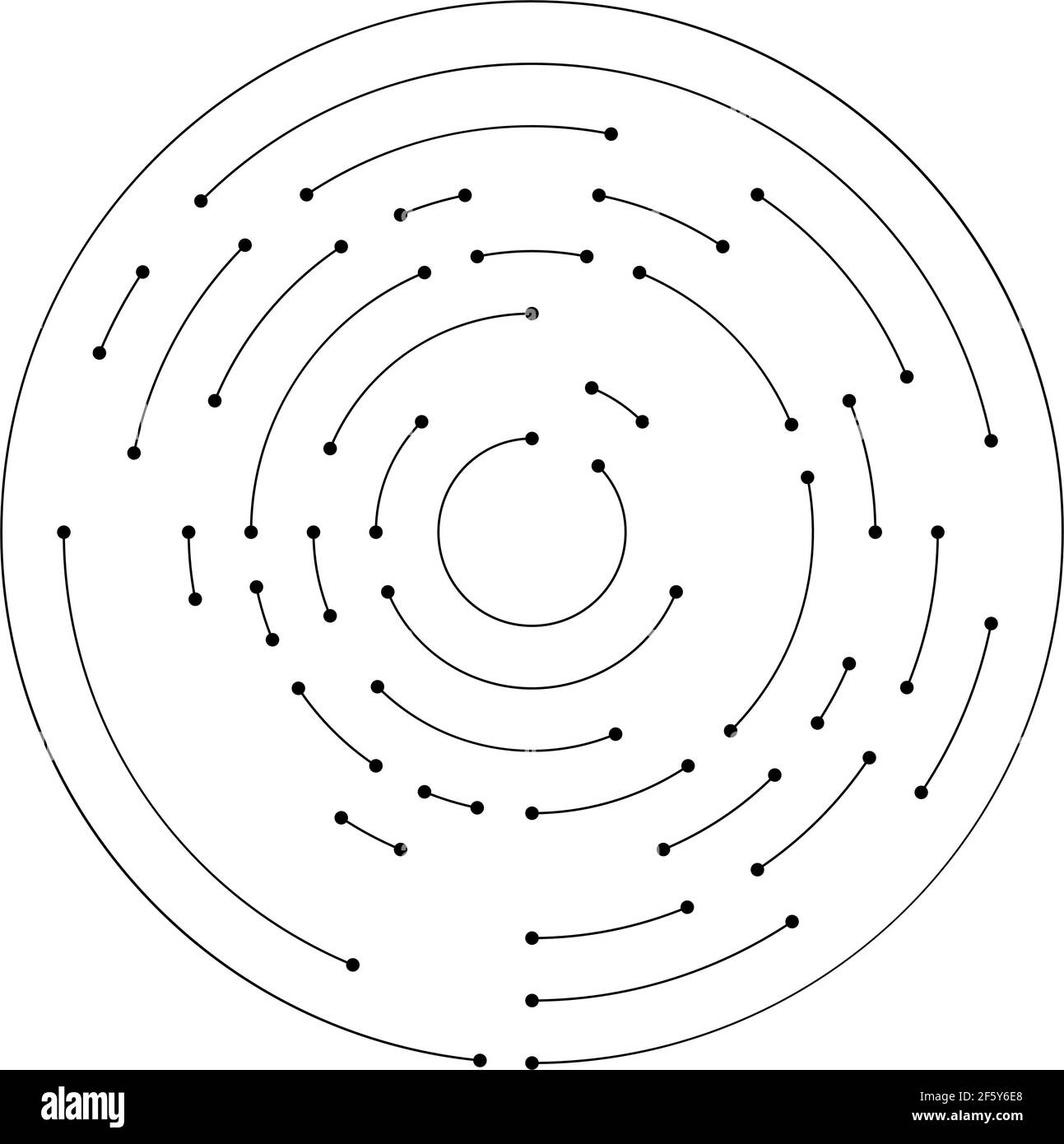 Segmented circular, concentric circle element with nodes — Stock vector ...