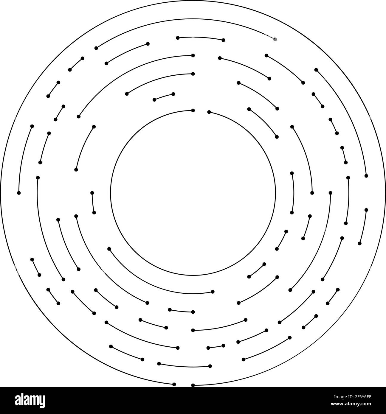 Segmented circular, concentric circle element with nodes — Stock vector illustration, Clip art ...