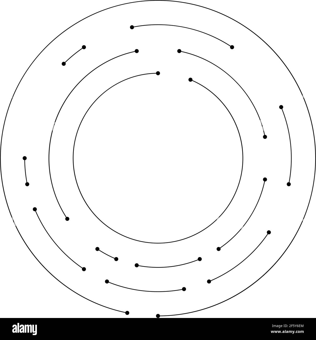 Segmented circular, concentric circle element with nodes — Stock vector illustration, Clip art ...