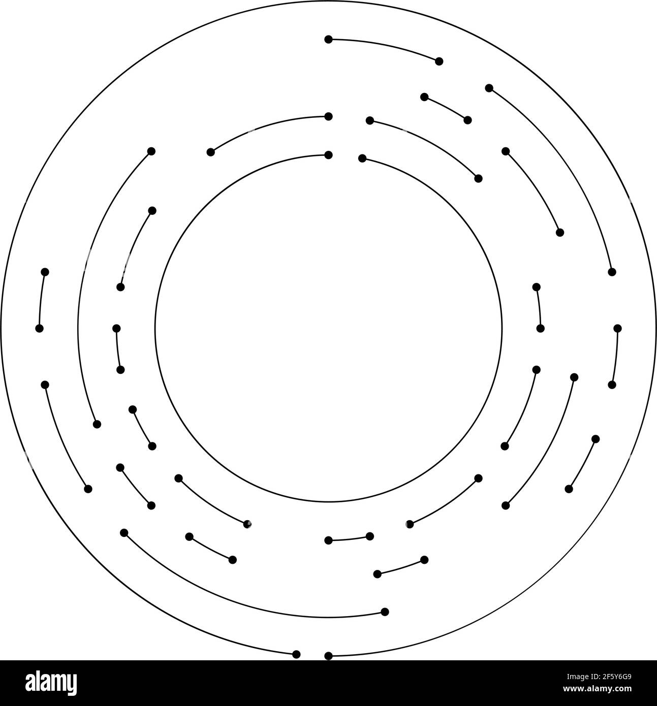 Segmented circular, concentric circle element with nodes — Stock vector illustration, Clip art ...