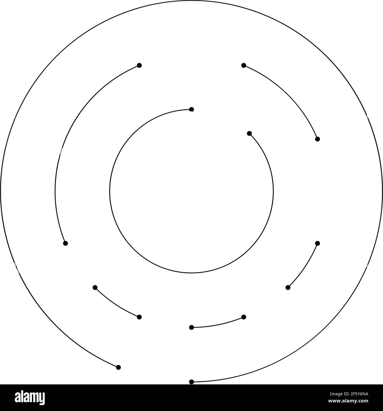 Segmented circular, concentric circle element with nodes — Stock vector illustration, Clip art ...