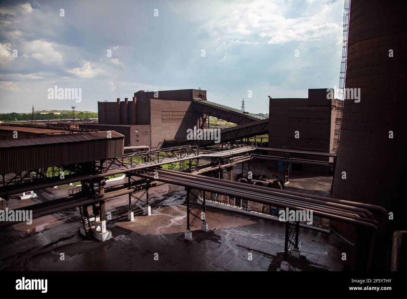 Sokolovo-Sarbay Mining and processing plant. Brown rusted industrial ...
