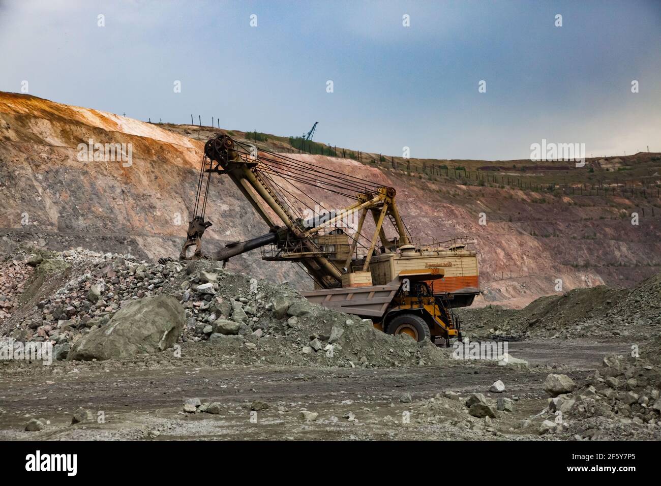 Rudny/Kazakhstan - May 14 2012: Open-pit mining iron ore in quarry ...