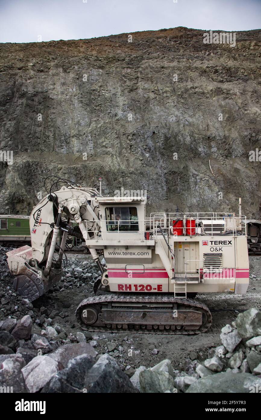 Rudny/Kazakhstan - May 14 2012: Excavator Terex loading iron ore in ...