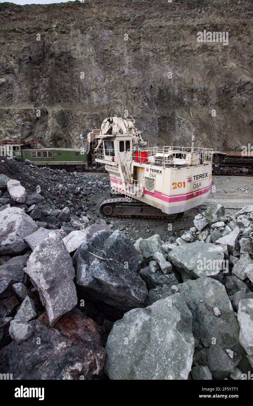 Rudny/Kazakhstan - May 14 2012: Open-pit mining iron ore in quarry ...