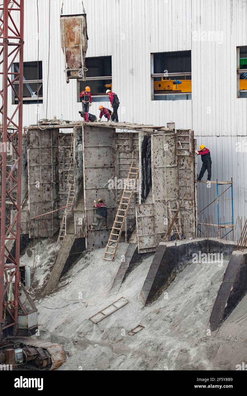Rudny, Kostanay region, Kazakhstan-May 28 2012: Construction of new ...
