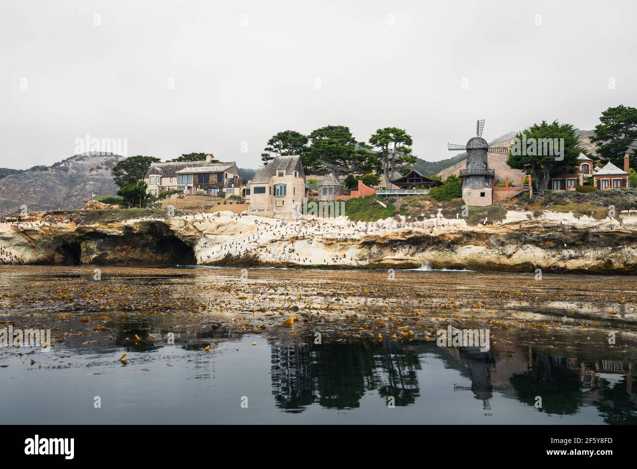 Shell Beach, neighborhood of Pismo Beach, California. View from water ...