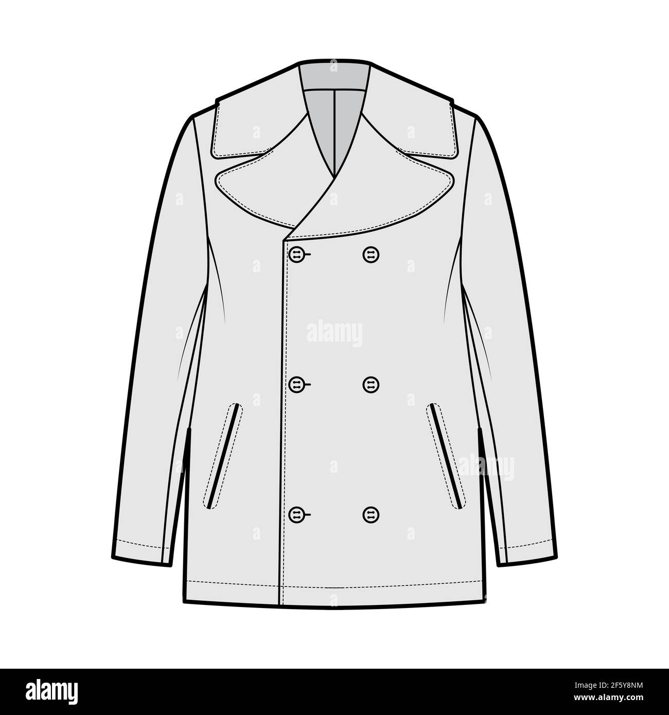 Black Pea Coat Stock Vector Images Alamy