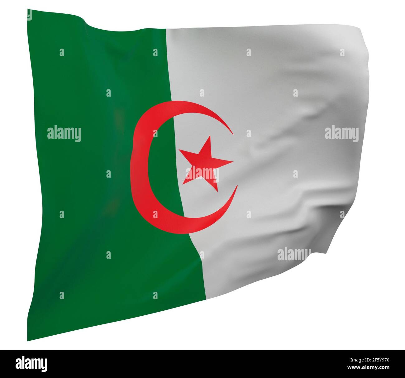 Algeria Flag Isolated Waving Banner National Flag Of Algeria Stock