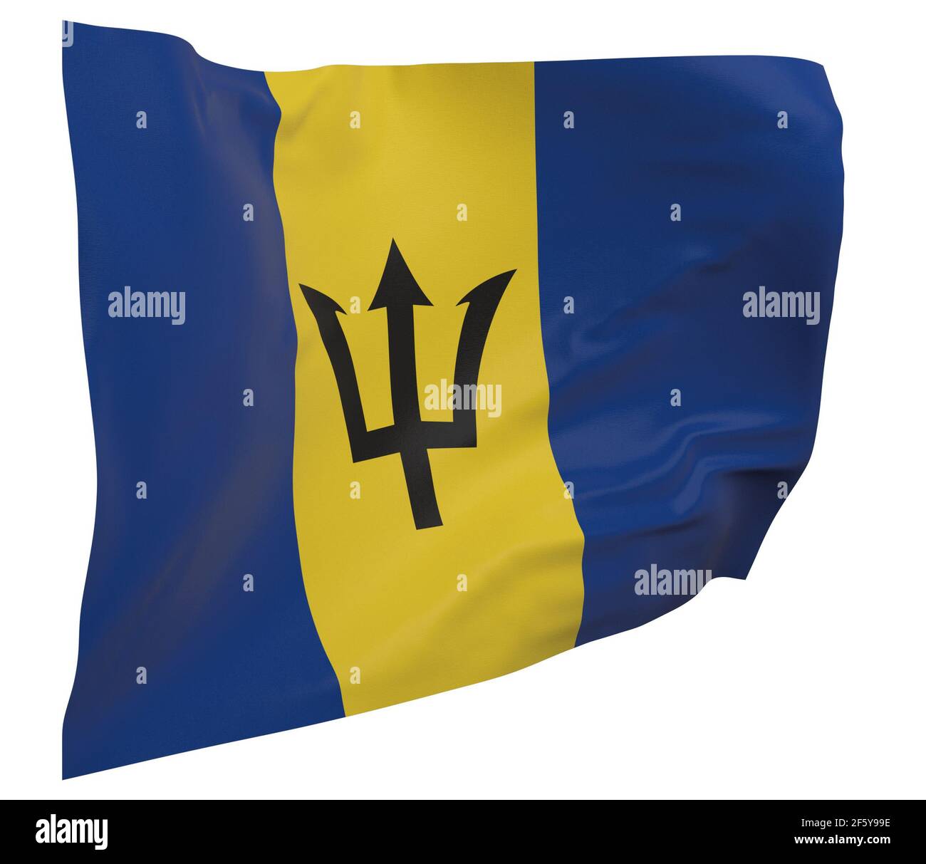 Barbados flag isolated. Waving banner. National flag of Barbados Stock ...