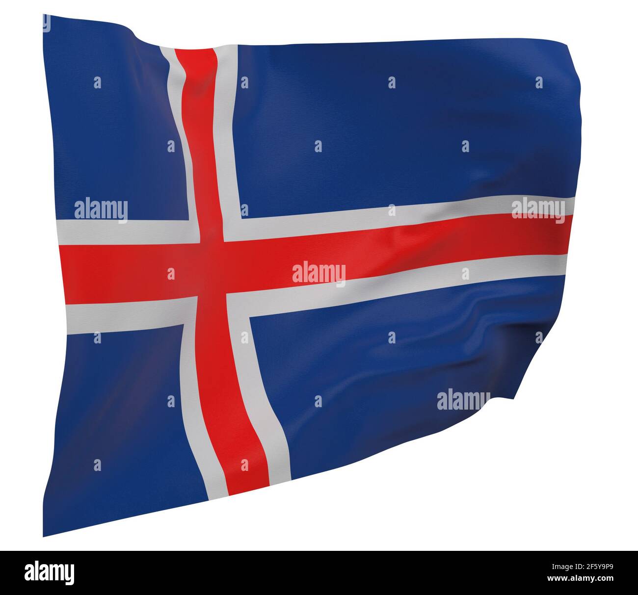 Iceland flag isolated. Waving banner. National flag of Iceland Stock ...