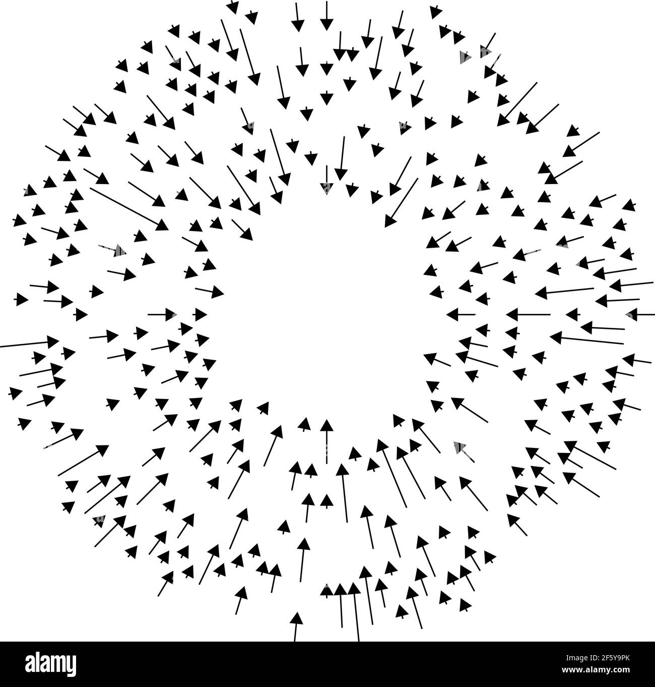 Arrows pointing inward for pressure, collect, shrink or deflate ...