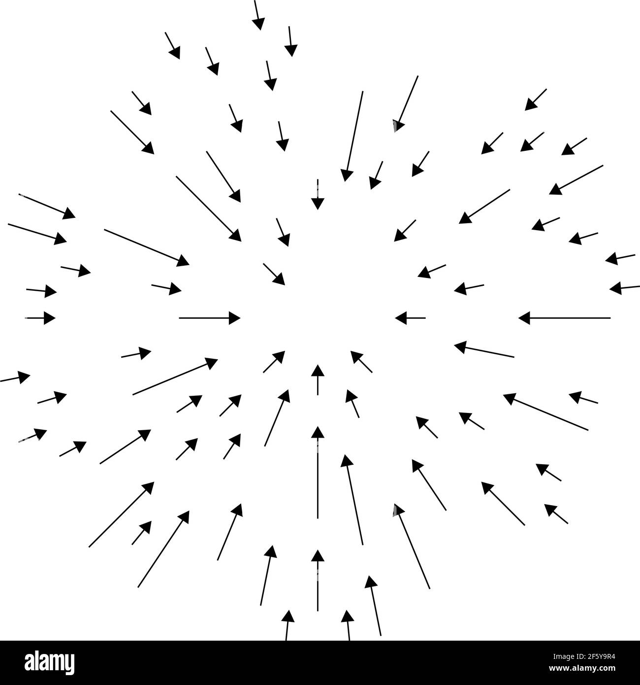Arrows pointing inward for pressure, collect, shrink or deflate ...
