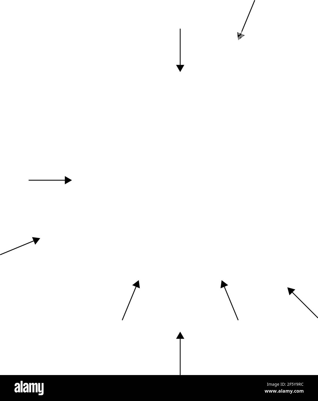 Arrows pointing inward for pressure, collect, shrink or deflate ...